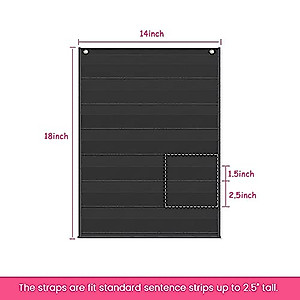 Auchq Magnetic Pocket Chart,Standard Pocket Chart with 7+1 Pockets,14 Double-Sided Dry-Eraser Cards for Daily Schedule,Class Demonstrations,Classroom Office Home Activities (Black)