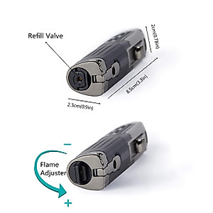 TOMOLO Torch Lighter Triple Jet Flame Refillable Butane Cigar Lighter with Cigar Punch,2 Pack,Charcoal