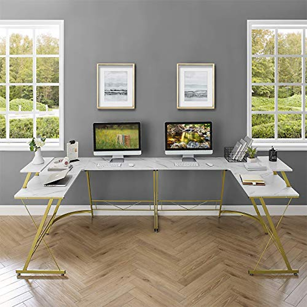 Mr IRONSTONE L-Shaped Desk 50.8" & Computer Desk 31"