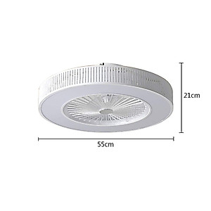 YIYIBYUS 23.5-Inch Modern Fan Chandelier LED 3 Colors 3 Speed with Remote Control Ceiling Fan Ceiling Light Mute Suitable for Living Room, Bedroom, Dining Room (white and black) (21.65 Inch White)