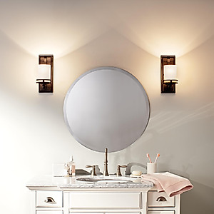 Kichler Hendrik 12" 1 Light Wall Sconce with Light Umber Etched Glass Olde Bronze®