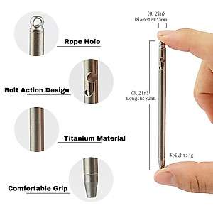 YEEMO Mini Pen,Non-Toxic Titanium EDC Pen with Keychain, Compact and Stylish Small Pen(Only 82mm in Length and Comes with 2 Refill Cartridges)