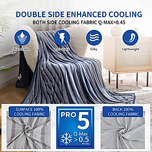 Auemtyn Cooling Blankets for Hot Sleepers, King Size with Japanese Q-Max>0.5 Arc-Chill Cooling Fiber, Lightweight Breathable Double Sided Cold Tech Summer Blanket for Night Sweats(90"x108",Navy Blue)
