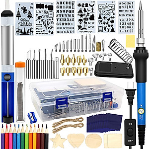 Wood Burning Kit 95pcs, West Bay Soldering Pen with Adjustable On-Off Switch Control Temperature Wood Burning Tool for Embossing/Carving/Soldering Tips/Carrying Box