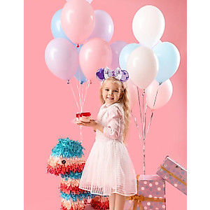 WW-WONDERFULWORLD Mouse Ears Birthday Headbands With Shiny Sequins Diamond Decoration, for Girls Costume Cosplay Glitter Party, for Kids & Adult, Purple; BR-1