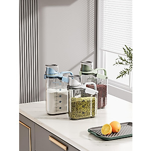 Total 2 items Cereal Containers Storage,Each2.5L Airtight Large Dry Food Storage .1 Blue 1 White.with Measuring Cup，BPA Free Plastic Dispenser，Suitable for Storing Grains Flour and Various Foods.