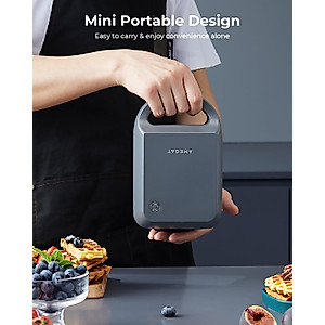Mini Waffle Maker, Non-Stick Waffle Iron Small, Breakfast Machine for Kinds, Hash Browns, Keto, Snacks, Gray, Fast Heating, 600W, AMEGAT