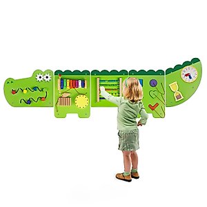 Monläurd® Crocodile Montessori Busy Board,Sensory Board,Educational Toys,Activity Cube,Wall Toys,Daycare Furniture,Playroom Furniture,Interactive Toys,Wooden Toys,Learning Toys,Boys and Girls 6 M+