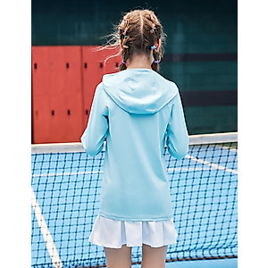 Zaclotre Kids UPF50+ Sun Shirt Girls Quick Dry Fit Sun Protection Clothing Athletic Hoodie with Thumbholes Blue