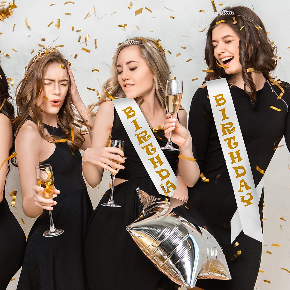 Timnod 4 Pack Premium White Blank Satin Sash, Plain Sash, Pageant sash, DIY Sash for Party Decorations, Wedding,Halloween, etc (4 Pins Included) (White)