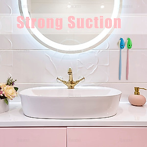 AUEAR, 8 Pack Happy Face Toothbrush Head Cover Cap with Suction Cup Cute Portable Protective Covers Case for Home Travel Outdoor Camping 4 Colors