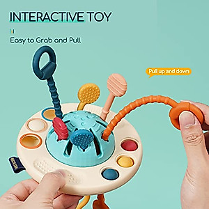 Montessori Toys for 1 Year Old Airplane Travel Essentials Kids Baby Toys 6 to 12 Months Sensory Toys for Toddlers 1-3 Pull String Fine Motor Skill Boy Girl Gifts BPA Free with Food Grade Silicone