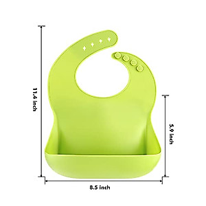 Eascrozn Silicone Bibs for Babies & Toddlers Set of 3, Silicone Baby Bibs for Boy and Girl, Adjustable Soft Waterproof Bibs