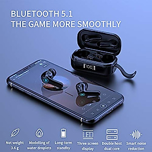 True Wireless Earbuds,Bluetooth 5.1 in-Ear Headphones Touch Control with Wireless Charging Case IPX8 Waterproof Easy to Pair Stereo Headphones Built-in Mic, for Android/iPhone/Samsung