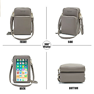 myfriday Touch Screen Crossbody Phone Purse for Women, Rfid Blocking Small Cellphone Shoulder Purse with 2 Adjustable Strap