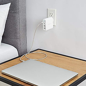 Amazon Basics 100W Four-Port GaN Wall Charger w/ 2 USB-C (100W,18W) & 2 USB-A Ports (12W) w/PD for Laptops, Tablets & Phones (iPhone 16/15/14/13/12/11/X, iPad, Mac, Samsung, and More), Non-PPS, White