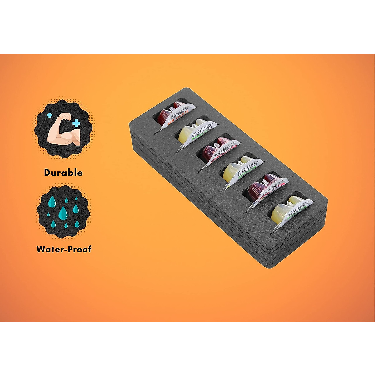 Polar Whale 2 Cocktail Capsule Drawer Organizers Tray Insert Compatible with Bartesian for Kitchen Home Bar Party Waterproof Washable Black Foam 6 Compartment 4.5 x 11.75 Inches