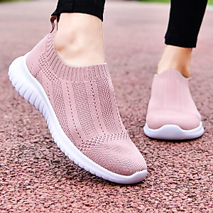 konhill Women's Slip On Sneakers Non Slip Walking Shoes Breathable Mesh Work Casual Lightweight Tennis Workout Shoes 12 US Mauve,44