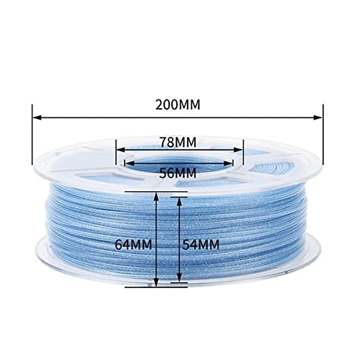 LYXDWRC 3D Printer PLA Filament, Glitter Sky Blue, 1.75mm +/- 0.02 Mm 1kg, Great for 3D Printing Pen 3D Printing