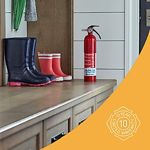 First Alert HOME1 Rechargeable Standard Home Fire Extinguisher UL Rated 1-A:10-B:C, Red