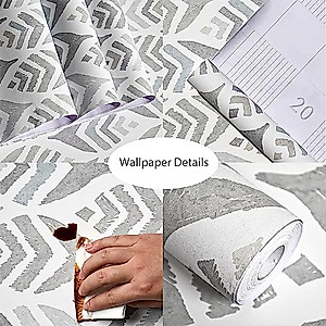 Grey Leaf Wallpaper Peel and Stick Wallpaper for Bedroom Bathroom Boho Contact Paper for Cabinets Bathroom Removable Wallpaper Self Adhesive Modern Waterproof Vinyl Wallpaper Kitchen 17.3‘’×78.7‘’