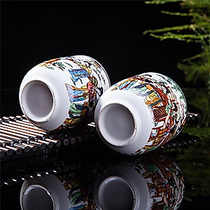 THY COLLECTIBLES Set Of 6 Eastern Asian Design Ceramic Tea Cups In The Twelve Beauties - 8 OZ Capacity Each