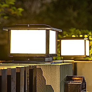 MODEBHD Nordic Terrace Pillar Lantern, Minimalist Landscape Column Light, Personality Entryway Post Light, Solar Power Dual Use Outdoor Lighting, Decoration Gate Wall Solar Light