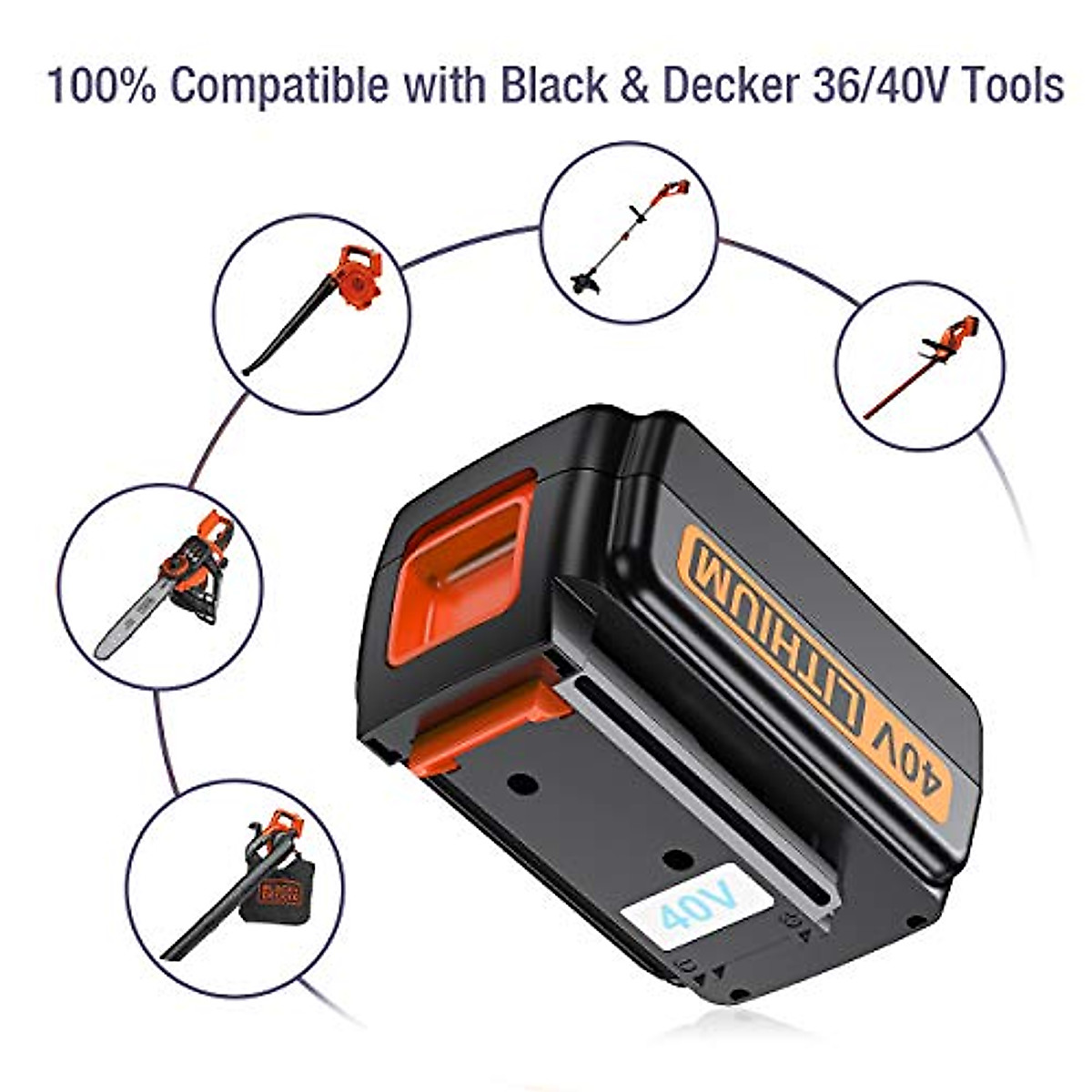 Powerextra 3.0Ah 40-Volt MAX Replacement Battery Compatible with Black&Decker LBX2040 LBX36 LBXR36 LBXR2036 40V Lithium Ion Battery