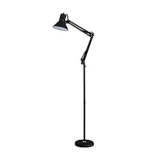 Bostitch Office VLF100F Swing Arm Metal Floor Lamp, 72" Tall with Multi-Joint Adjustment, Includes Replaceable LED Bulb (VLF), Black