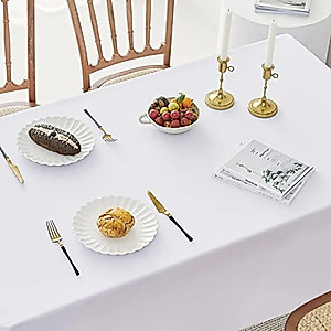 Romanstile Rectangle Tablecloth - Waterproof and Wrinkle Resistant Washable Polyester Table Cloth for Kitchen Dining/Party/Wedding Indoor and Outdoor Use (60 x 84 inch, White)