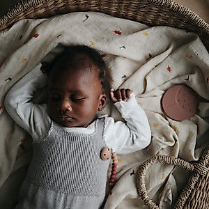 mushie Muslin Baby Swaddle Blanket | 100% Organic Cotton (Dinosaurs)