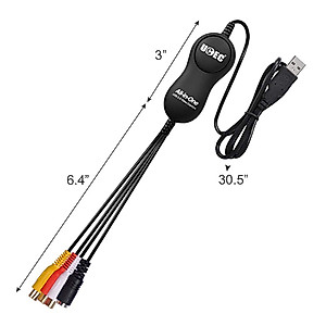 UCEC USB 2.0 Video Capture Card Device, VHS VCR TV to DVD Converter for Mac OS X PC Windows 7 8 10 11