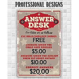 Personalized Answer Desk - Custom Metal Office Sign for Home Office Business, Funny Front Desk Decor, Perfect Gift for Secretary and Receptionist, 8x12 or 12x18 Indoor/Outdoor Durable Metal Sign