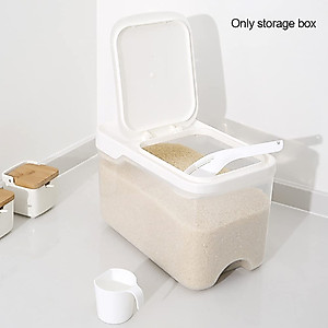 EMVANV Rice Container Storage 5KG Dog Food Storage Container, Large Capacity Food Dispenser Holder Cereal Grain Organizer Box for Dry Food Flour Cereal Rice Storage Bucket with Measuring Cup