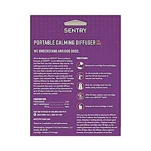Sentry Behavior Portable Calming Diffuser for Dogs, Reduces Stress and Bad Behavior with Calming Pheromones, Easy-to-use Portable Design, 30 Day Release