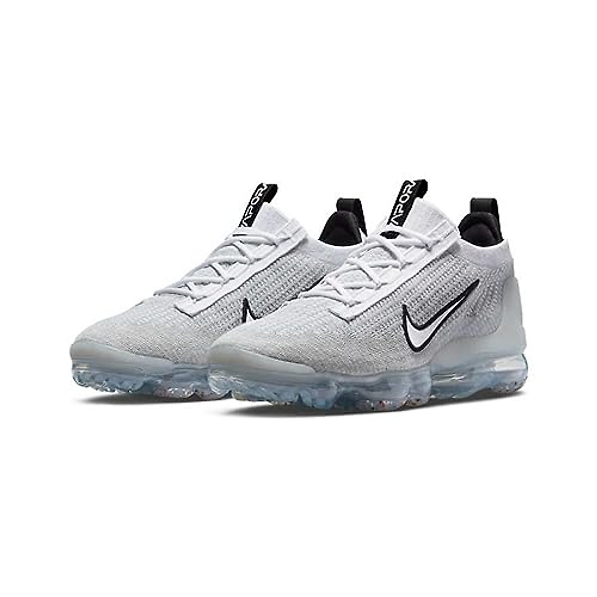 Nike Men's Air Vapormax 2021 Flyknit Sneaker, White/White/Black/Metallic Silver, 9