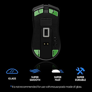 Superglide1 - Super Smooth Polished Surface Mouse Feet/Skates Made with Ultra Strong Flawless Glass Super Fast Smooth and Durable Sole for Razer Viper Ultimate [Green]