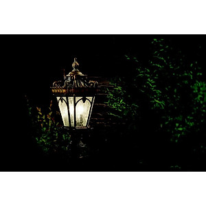 Kichler Tournai 27" Outdoor Post Light in Textured Black, 3-Light Exterior Light Fixture with Clear Seeded Glass, (27" H x 11.75" W), 9558BKT