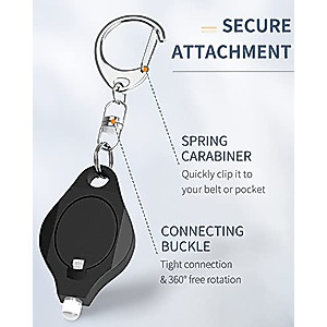 Uniclife 5 Pack Mini LED Keychain Flashlight 12 Lumen Portable Ultra Bright Battery Powered Black Torch with Spring Carabiner for Outdoor Camping Hiking and Emergency Lighting (Batteries Included)