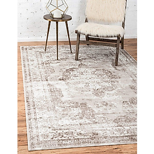 Unique Loom Sofia Collection Area Rug - Salle Garnier (6' 1" x 9' Rectangle, Beige/ Ivory)