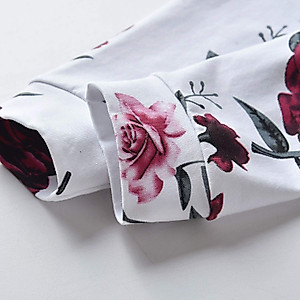 Eghunooy Baby Girl Clothes Long Sleeve Floral Hoodie Sweatshirt Pants with Pocket Headband Outfit Sets (3-6 Months) Wine Red