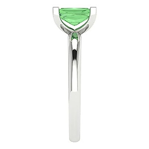 Clara Pucci 1.0 ct Emerald Cut Solitaire Green Simulated Diamond Engagement Bridal Promise Anniversary Ring 18K White Gold Size 4.5