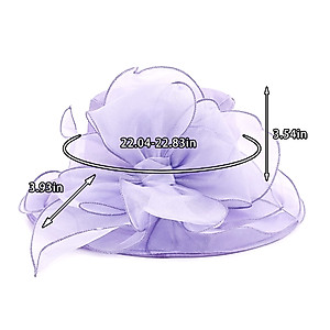 Testudineus Women Organza Bow-Knot Church Hat Fascinator Cap for Tea Party Bridal Wedding Dress Sun Hat