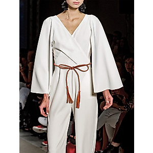 Geyoga 6 Pieces Women's Waist Belt Braided Woven Tassels Chain Belt PU Leather Rope Belt Skinny Tie Belt Boho Fringe Belt for Skirt Dress