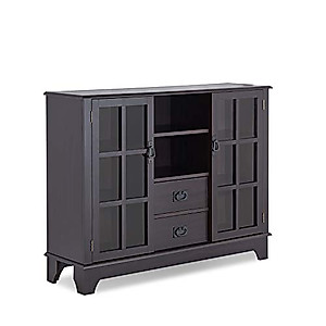 Knocbel Contemporary Console Table Buffet Sideboard Storage Cabinet with 2-Drawer, 2 Open Compartments & 2 Glass Doors, 42" L x 12" W x 32" H (Espresso)