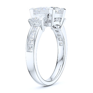 PRSTANI Sterling Silver 1.5ct Classic Three Stone Style All Princess Cut Genuine Moissanite Promise Engagement Ring (7.5)
