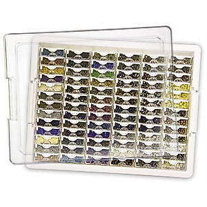Elizabeth Ward Bead Storage Solutions Plastic Storage Tray and Bead Organizer with 78 Containers of Various Sizes, Tray, and Lid for Beads, Clear