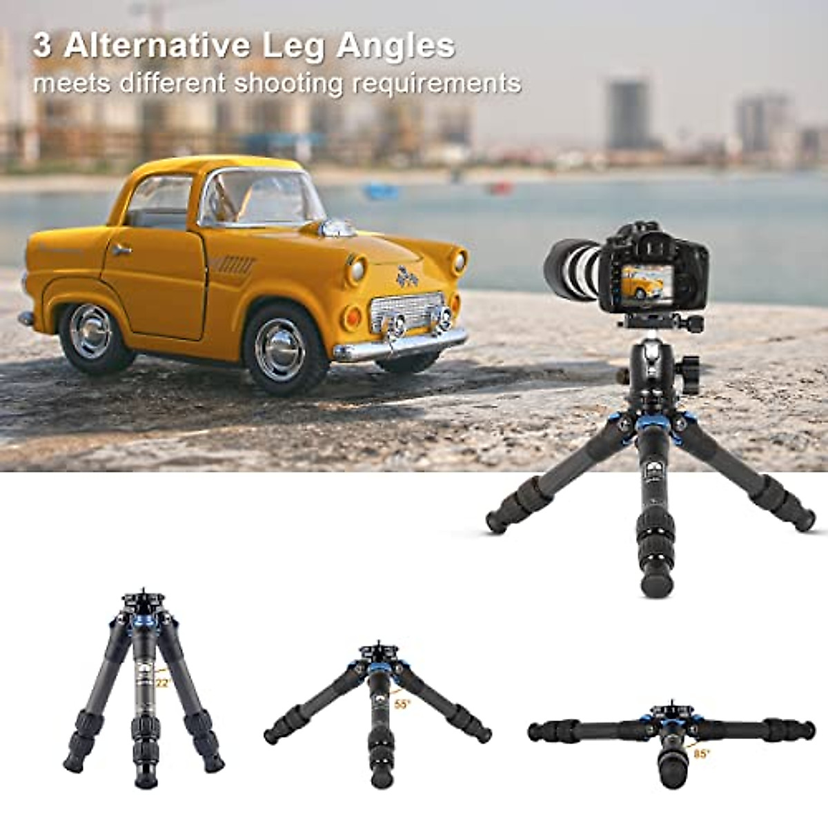 SIRUI AM-223 Carbon Fiber Camera Tripod Mini Travel Compact Tripod with 360° B-00K Ball Head, Arca Swiss Quick Release Plate, Loads up 15KG, Max Height 16", Folded Height 12.1"