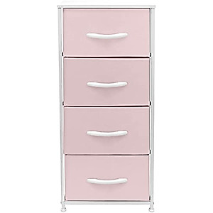 Sorbus Dresser Storage Tower, Organizer Drawers for Closet Boys & Girls Bedroom, Bedside Furniture, Chest for Home, College Dorm, Steel Frame, Wood Top, Fabric Bins(Pink)