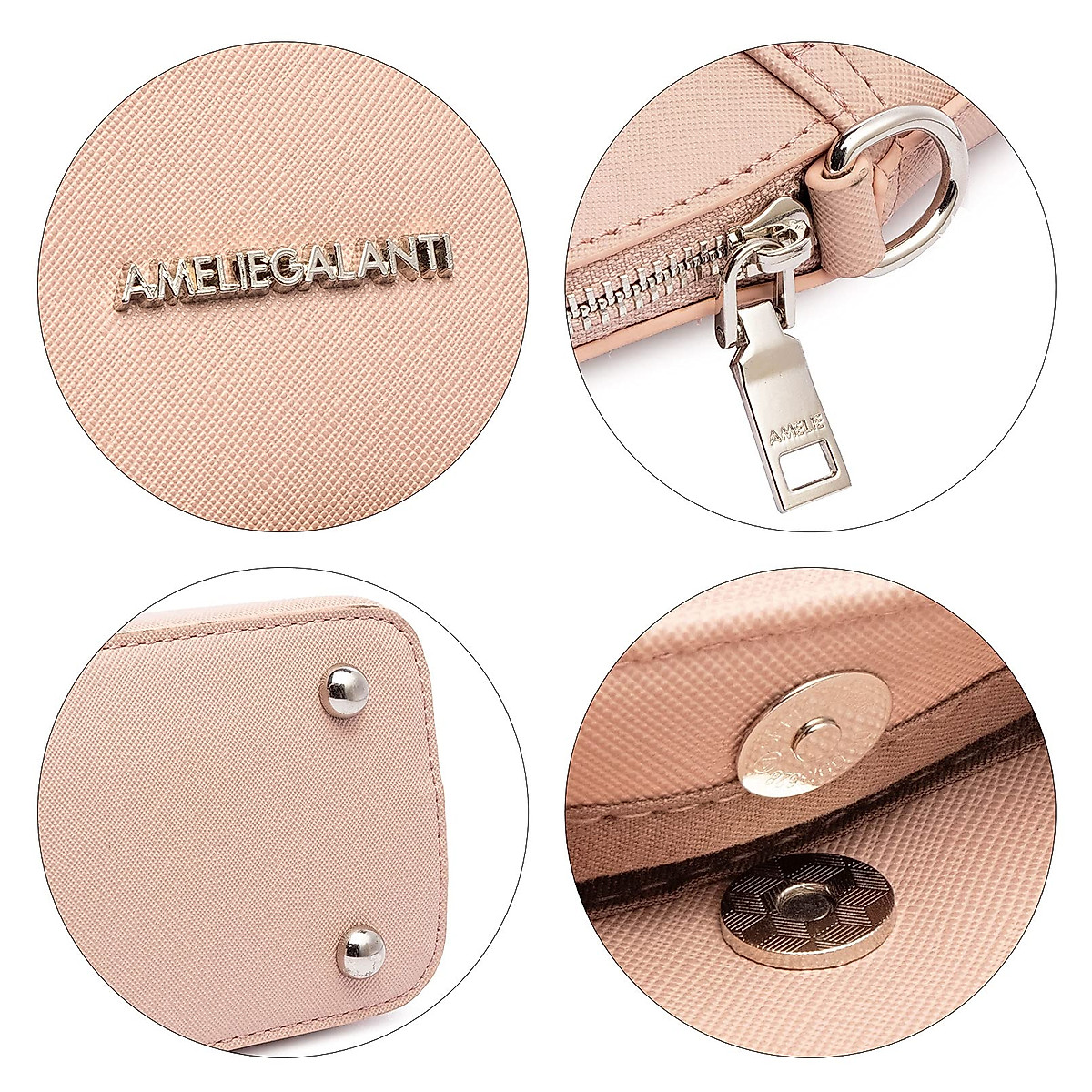 Crossbody Bags for Women, Medium Dome Vegan Leather Shoulder Purses Lightweight Handbags with Multi Pockets (Pink)